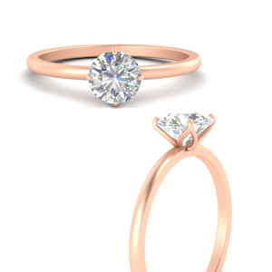 Round Solitaire Compass Point Engagement Ring In 14K Rose Gold ...