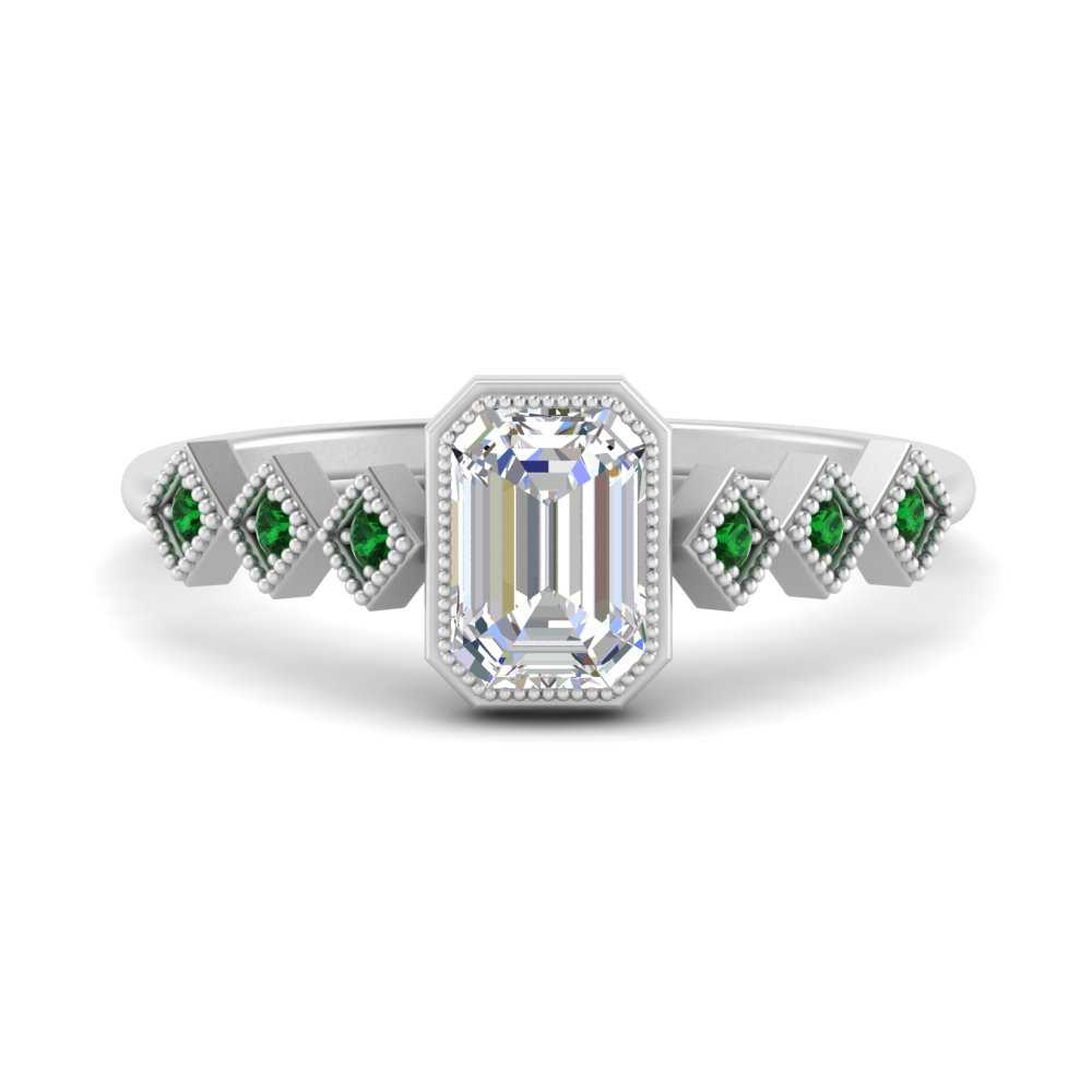 Half Carat Emerald Cut Accented Diamond Ring
