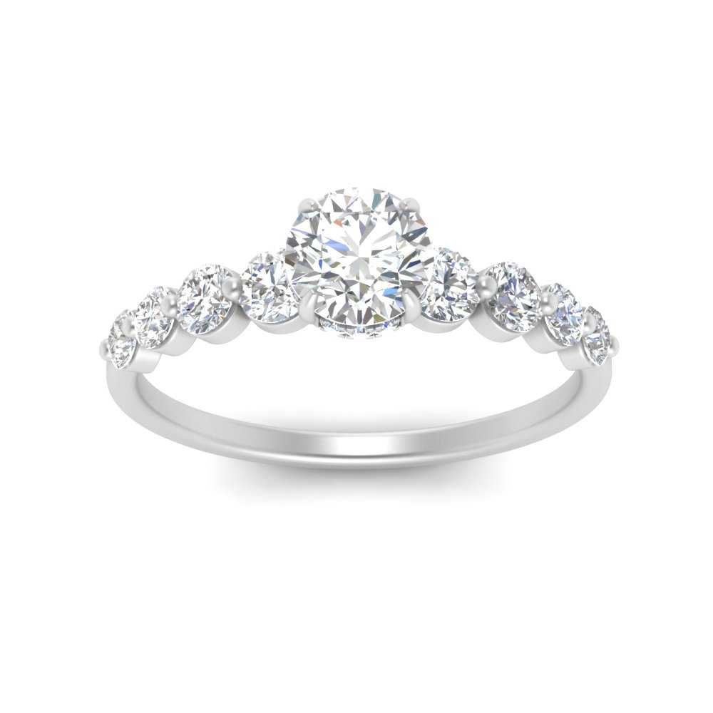 Graduated Common Prong Round Moissanite Diamond Engagement Ring In 950 ...