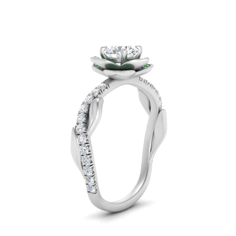 Natural Inspired Halo Emerald Engagement Ring In 950 Platinum ...