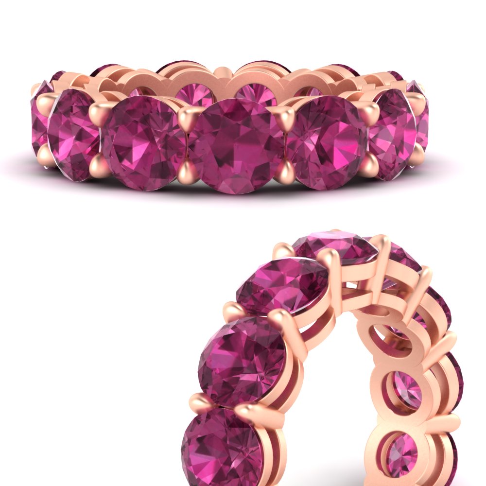 Basket Style Eternity Ring With 10 Carat Pink Sapphire In 14K Rose Gold Fascinating Diamonds