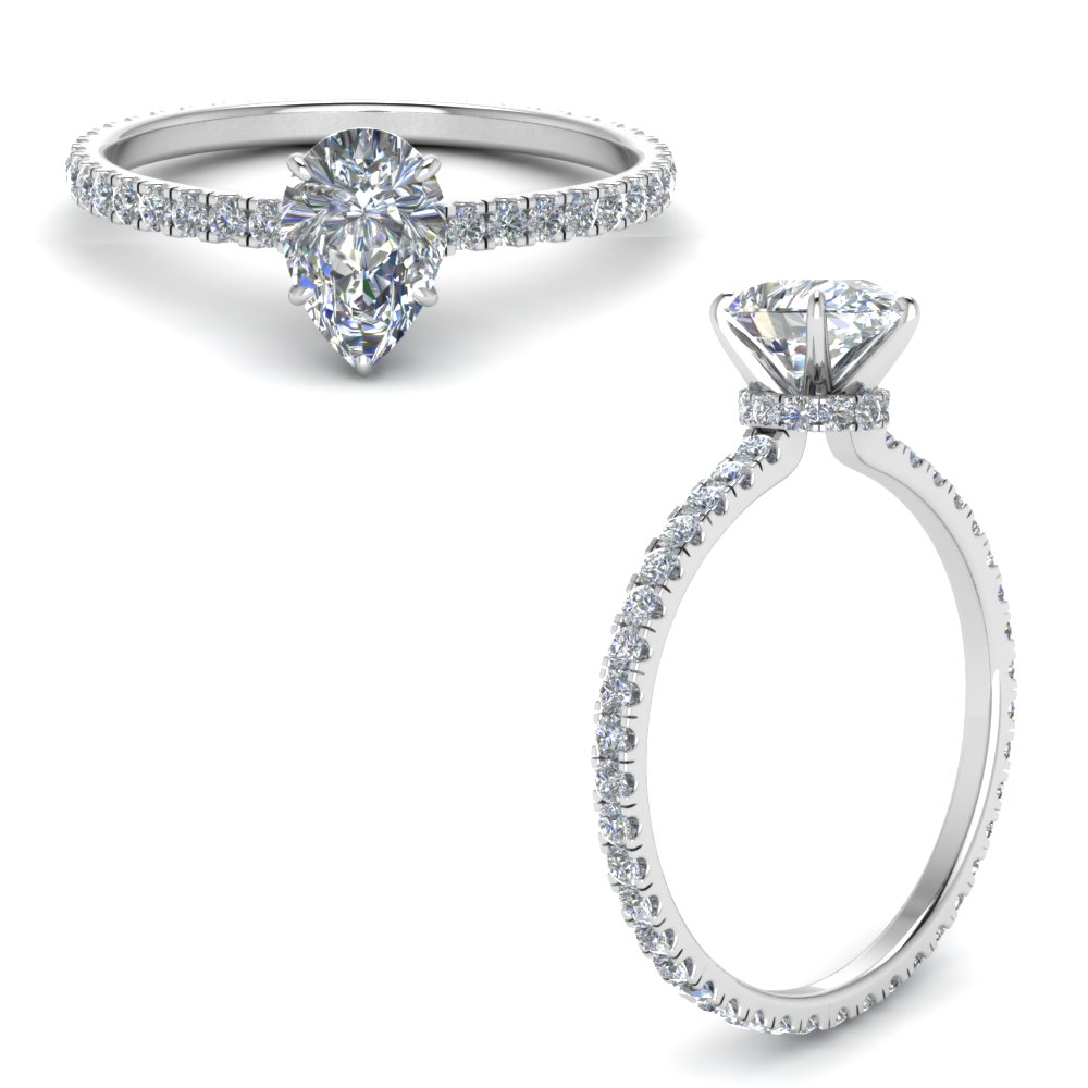Pear hidden halo engagement ring store