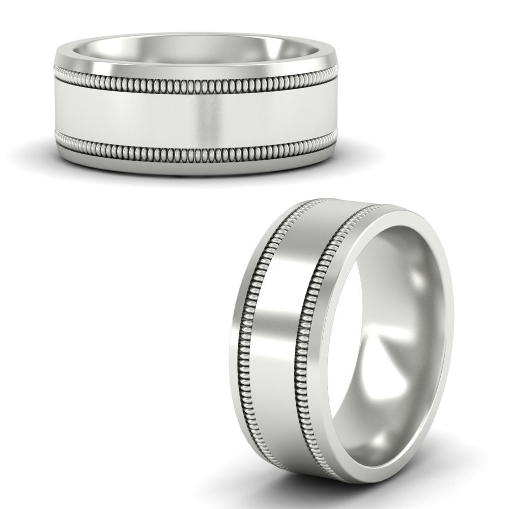 Double milgrain wedding band store