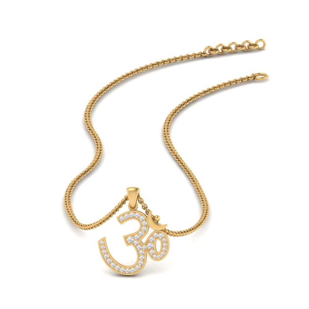 Diamond Om Pendant In 14K Yellow Gold Fascinating Diamonds Diamond Om Pendant In 14K Yellow Gold Fascinating Diamonds